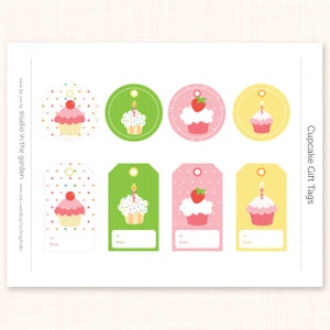 Cupcake Birthday Gift Tags - Instant Download Printable Gift Labels - Etsy