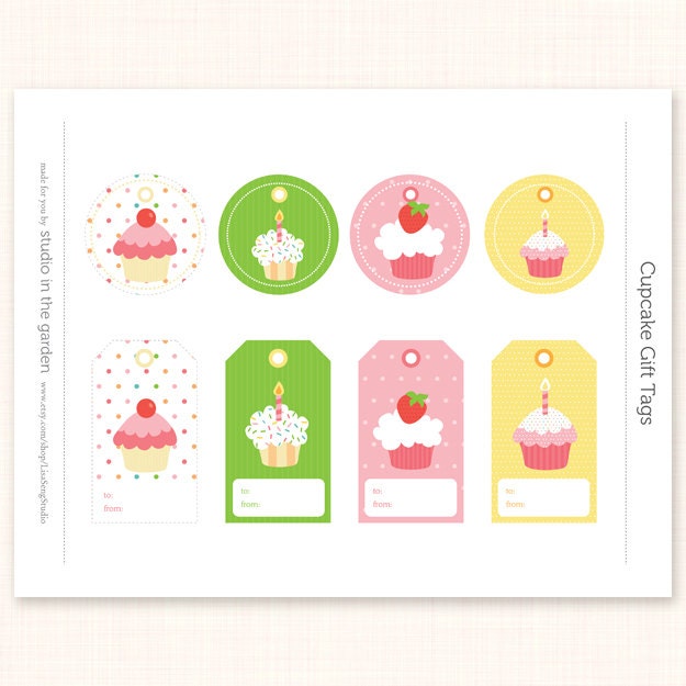 Cupcake Birthday Gift Tags - Instant Download Printable Gift Labels - Etsy