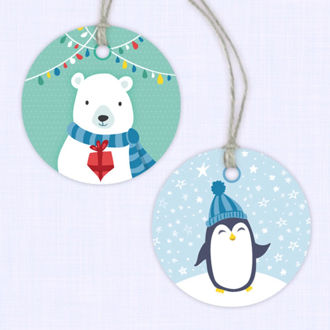 Printable Christmas Gift Tags - Printable Holiday Gift Tags - Penguins ...