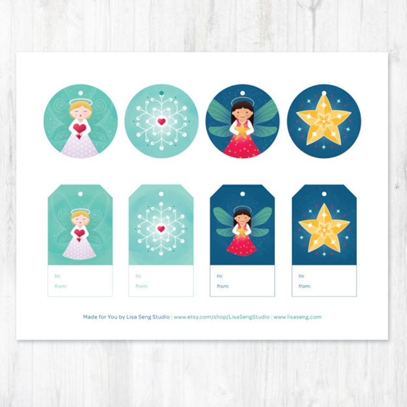 Printable Christmas Tags - Angels, Stars and Snowflakes DIY Christmas ...