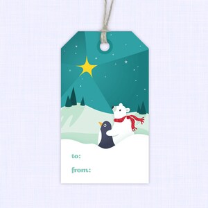 Printable Christmas Gift Tags - Printable Holiday Gift Tags - Penguins ...