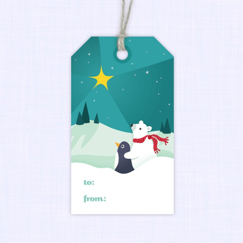 Printable Christmas Gift Tags - Printable Holiday Gift Tags - Penguins ...