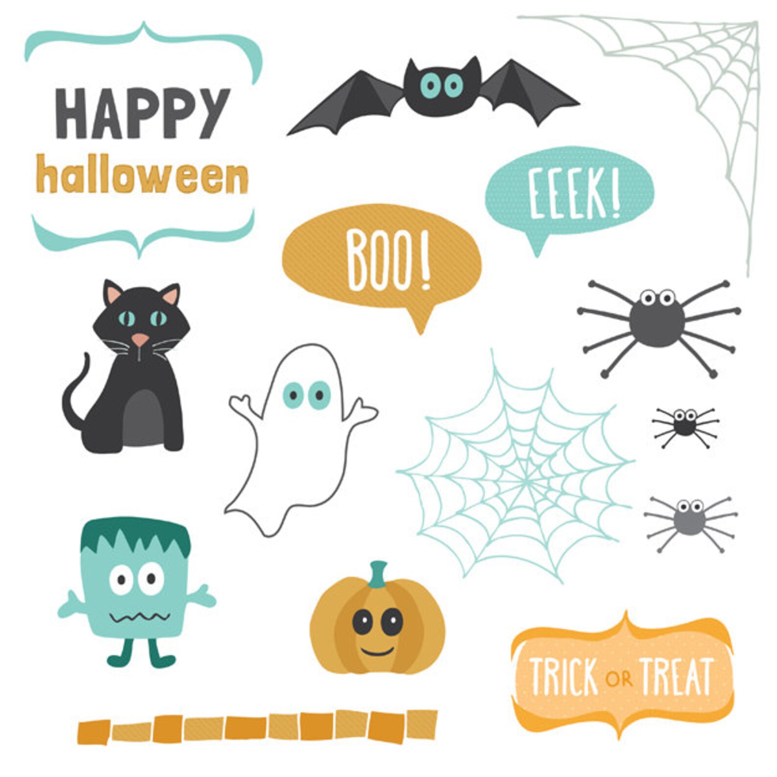 Happy Halloween Clip Art - Halloween Digital Clipart - Instant Download ...