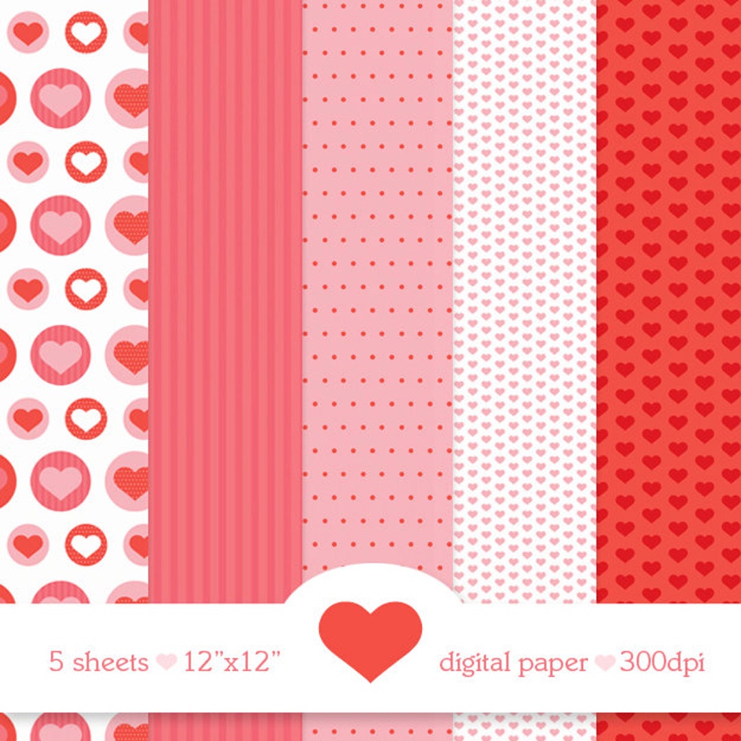 Valentine Digital Paper - Printable Paper for Valentine's Day ...