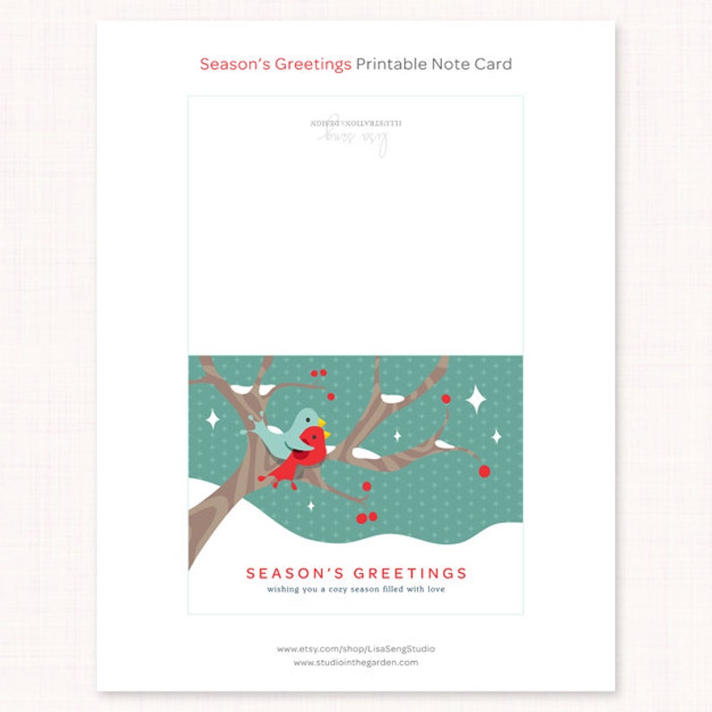 Printable Holiday Card - Season's Greetings Printable Christmas Card ...