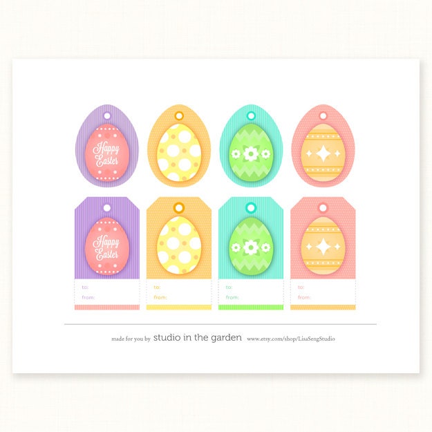 Printable Easter Tags Easter Gift Tags Instant Download Easter Egg Tags ...