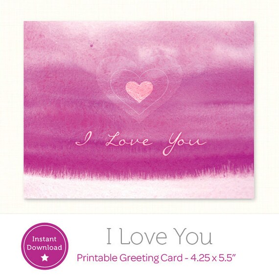I Love You Printable Valentine's Day Card Instant | Etsy
