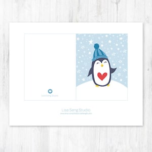 Printable Christmas Card - Penguin Holiday Card - Instant Download ...
