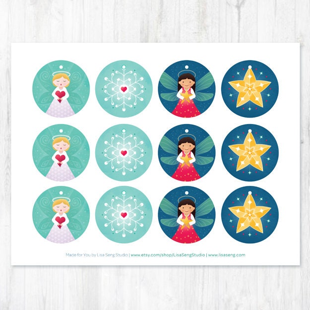 Angels Stars and Snowflakes Printable Christmas Tags - Holiday Gift ...