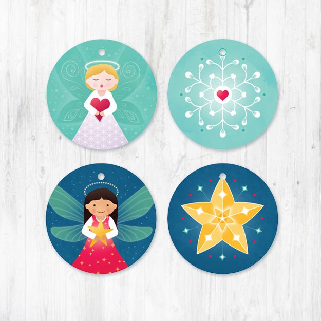 Angels Stars and Snowflakes Printable Christmas Tags - Holiday Gift ...