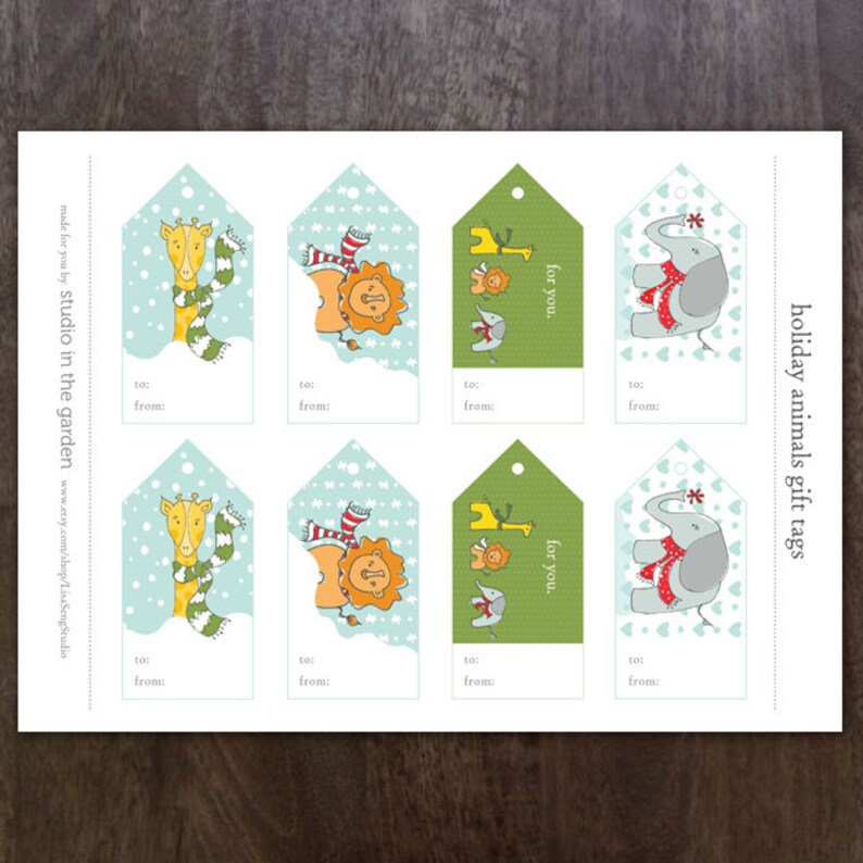 Printable Holiday Gift Tags - Instant Download - Illustrated Kid's ...