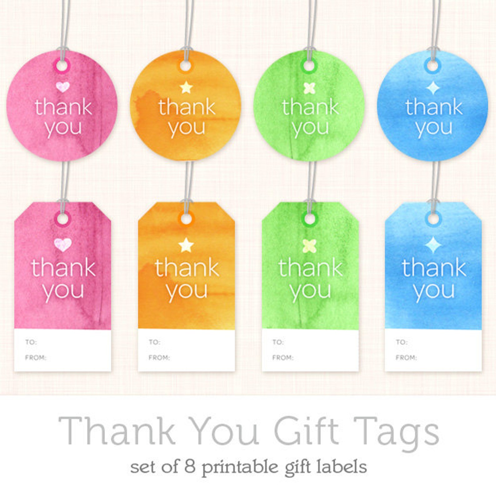 Printable Gift Tags - Set of 8 Instant Download Digital Gift Labels ...