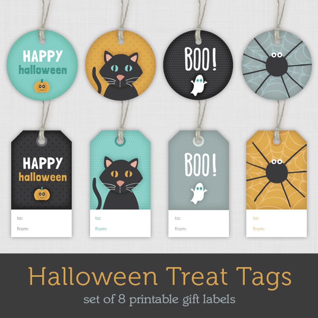 Instant Download Printable Halloween Gift Tags - Set of 8 Happy ...
