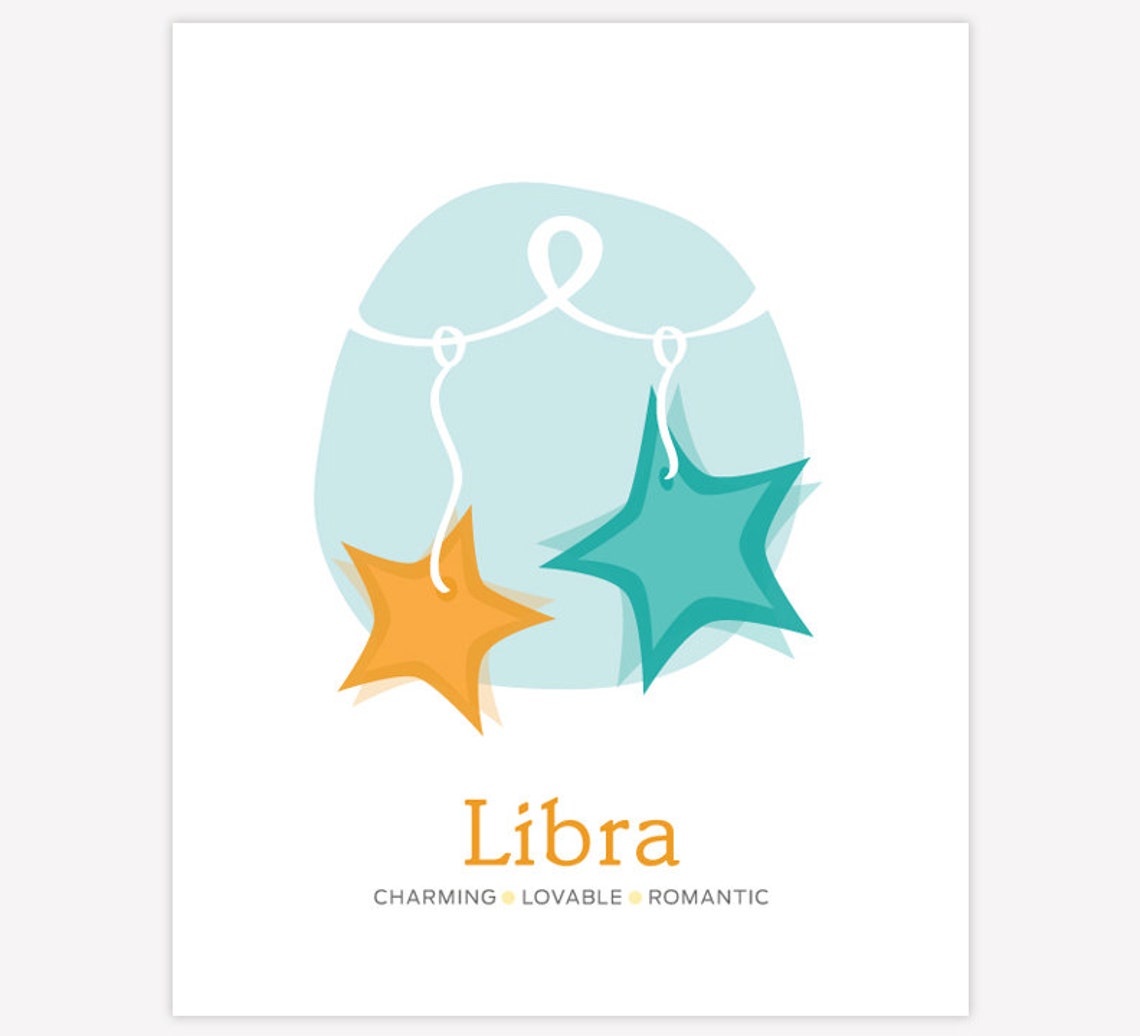 Libra Digital Art File - Instant Download Astrology Nursery Art - 8" X ...
