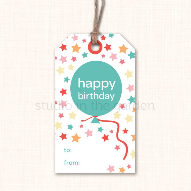 Printable Birthday Gift Tags - Instant Download Digital Gift Labels ...
