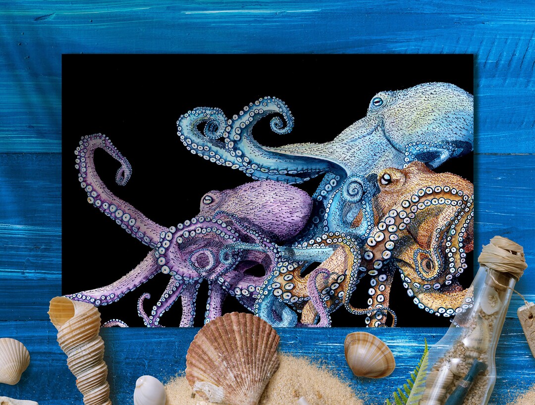 Octopuses Art Print, Ocean Poster - Etsy