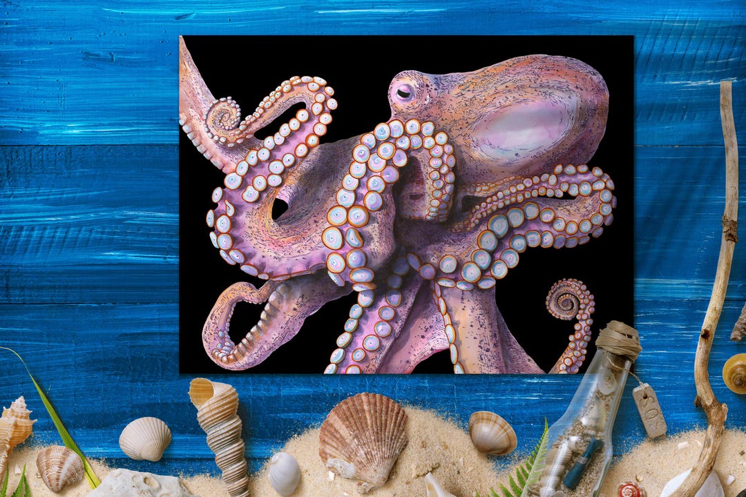 Colorful Octopus Watercolor Print – Vibrant Marine Art by Martha ...