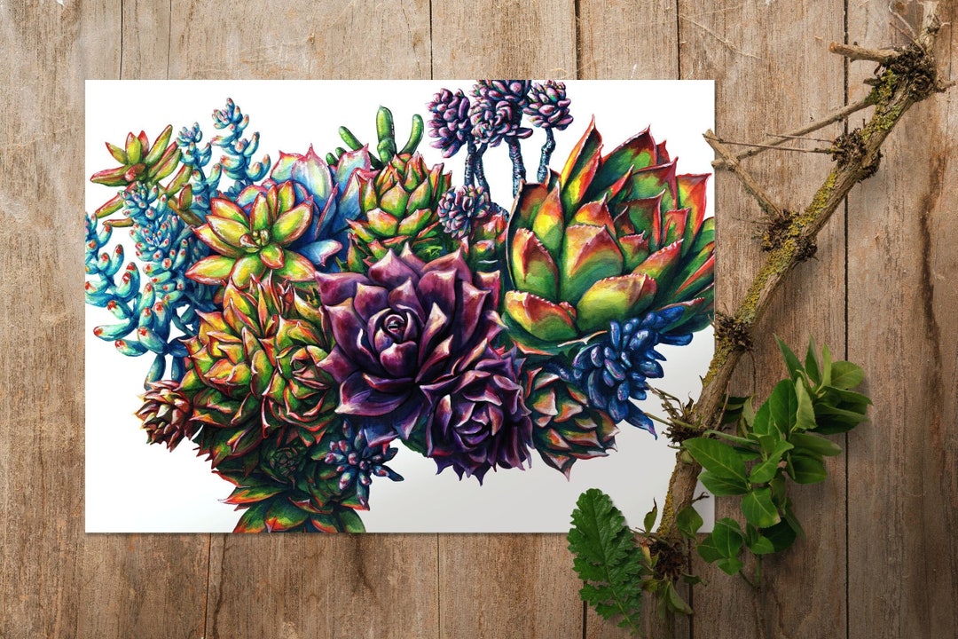 Succulents Art Print, Garden Poster - Etsy