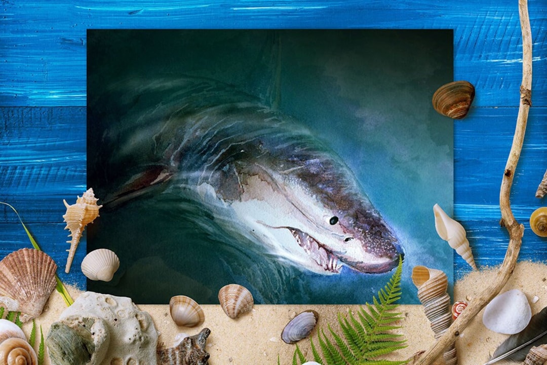 Impresión artística de tiburones, decoración del océano - Etsy España