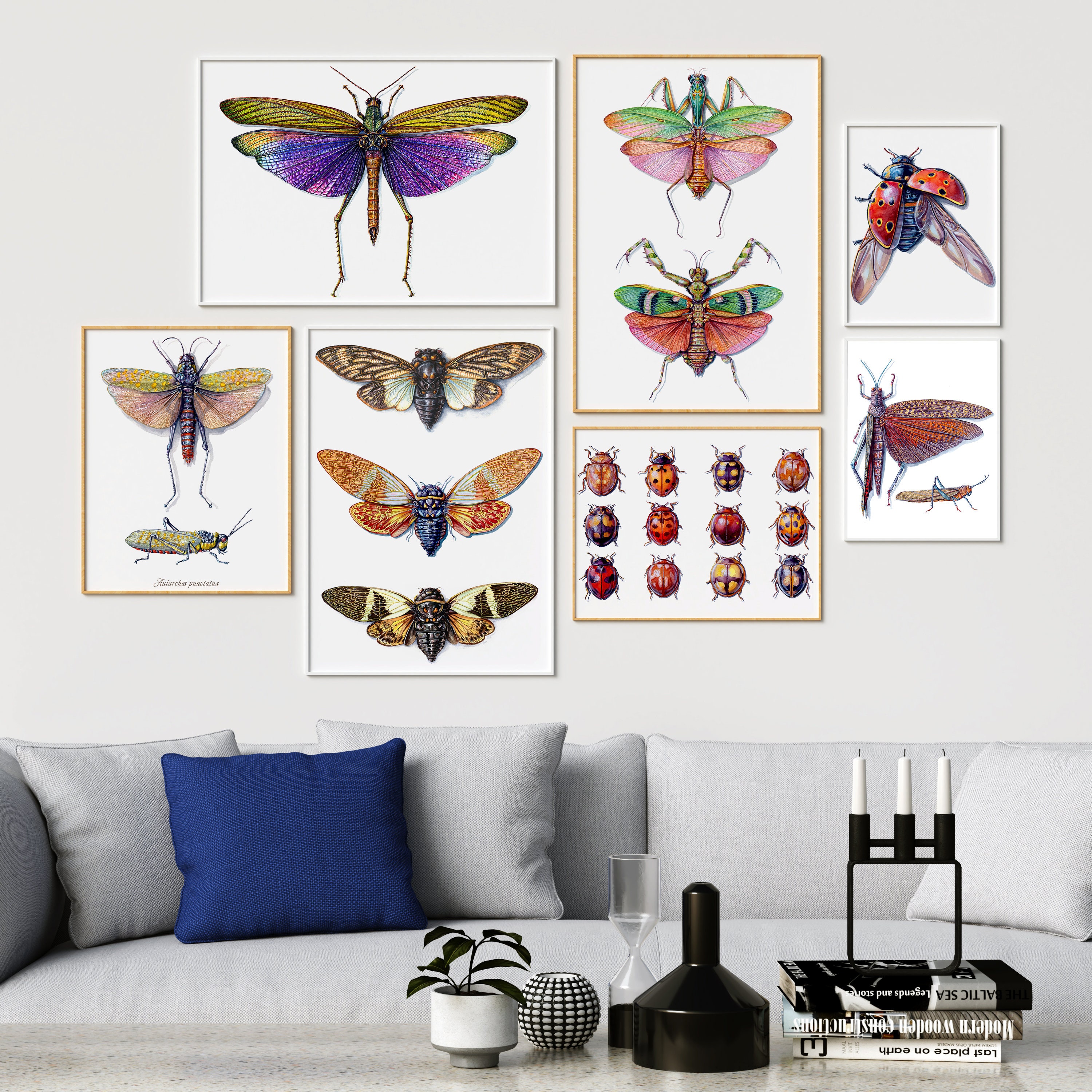 Gold Praying Mantis Art Print, Insect Poster - Etsy