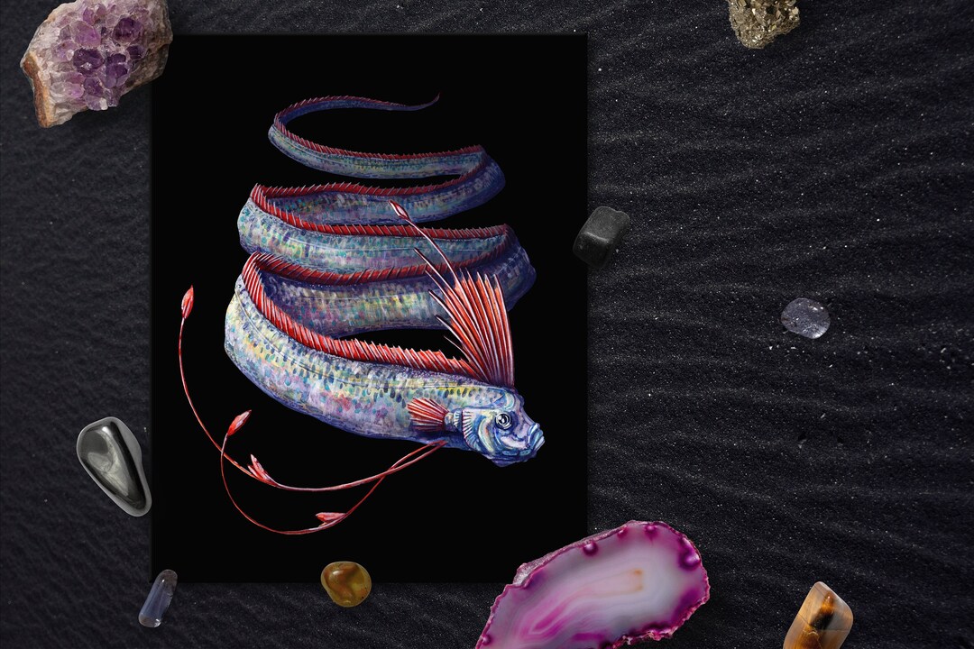 Stunning Watercolor Print of an Oarfish Marine Art for Coastal Decor - Etsy