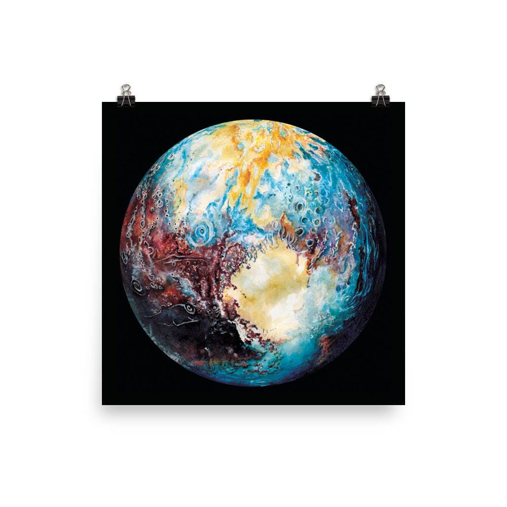 Pluto Art Print, Planet Poster - Etsy