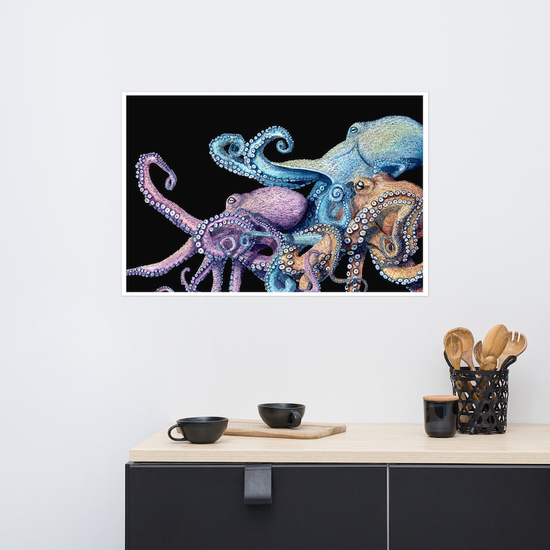 Octopuses Art Print Ocean Poster - Etsy