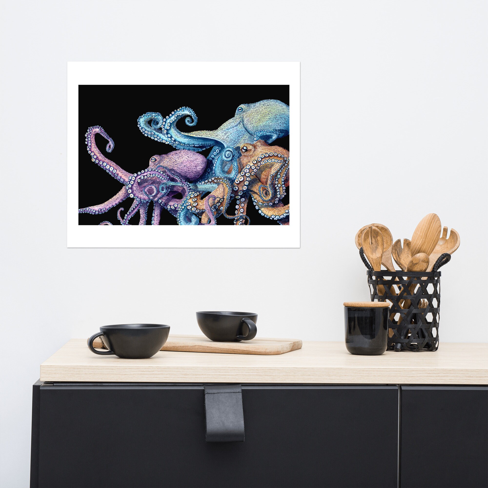 Octopuses Art Print, Ocean Poster - Etsy