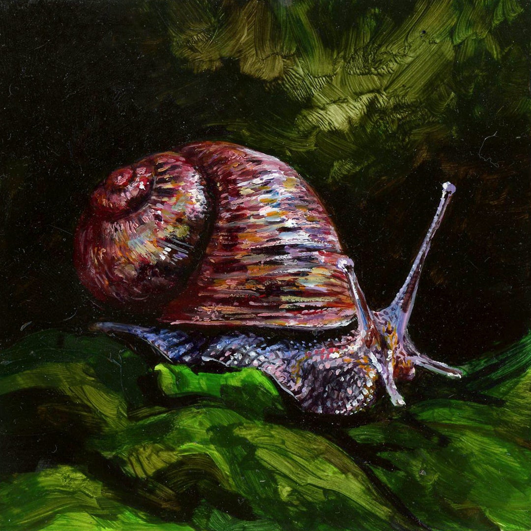 Slow and Steady Tiny Snail Oil Painting - Etsy