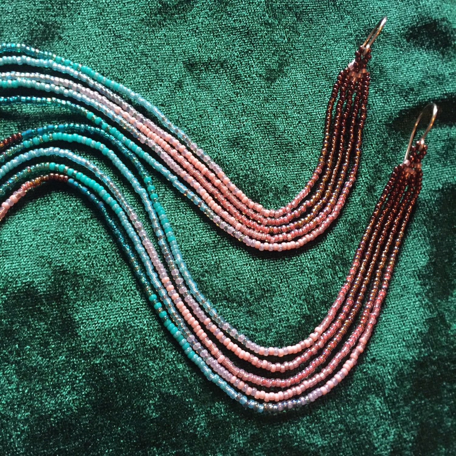 Maui Swan Designs "maui Mermaid" Seed Bead Shoulder Dusting Earrings ...