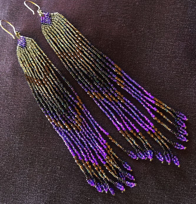 Royal Purple Golden Glow Medium Length Delicate Seed Bead - Etsy