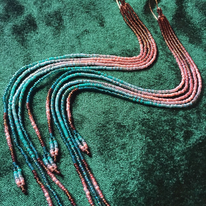 Maui Swan Designs "maui Mermaid" Seed Bead Shoulder Dusting Earrings - Etsy