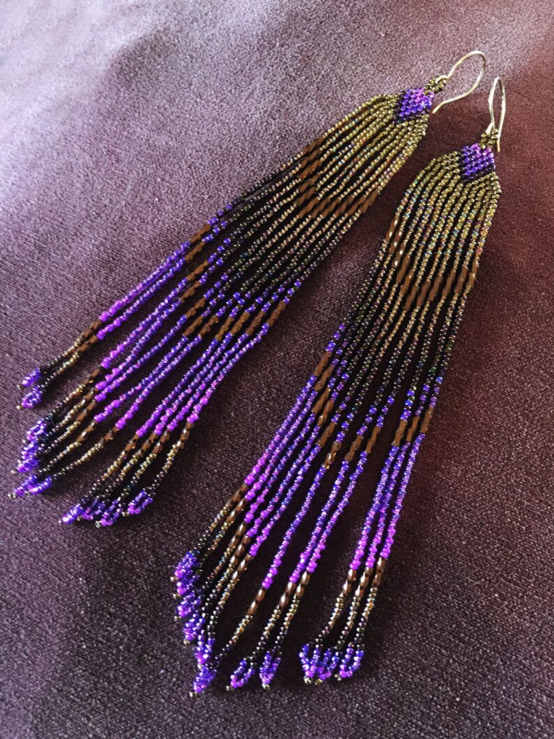 Royal Purple Golden Glow Medium Length Delicate Seed Bead - Etsy