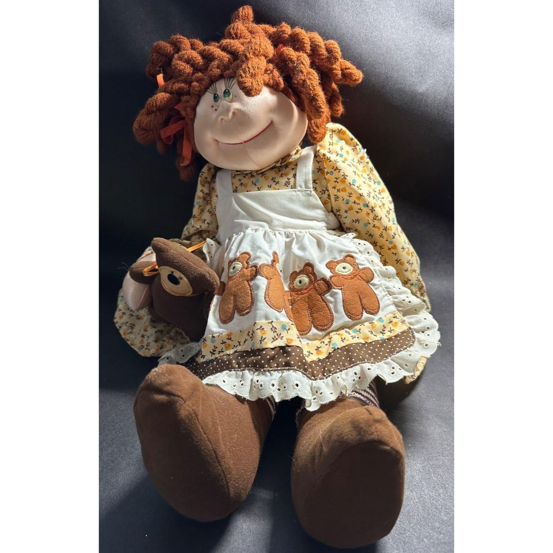 Vintage Anne Klocko Designs SQUEEKY CHEEKS Rag Doll With Bear - Etsy
