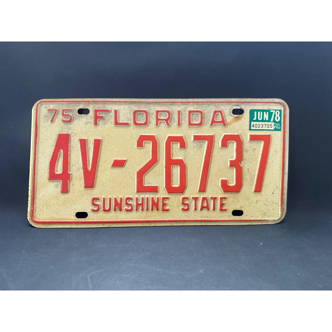 1975 Vintage Florida License Plate Sunshine State 4V-26737 - Etsy