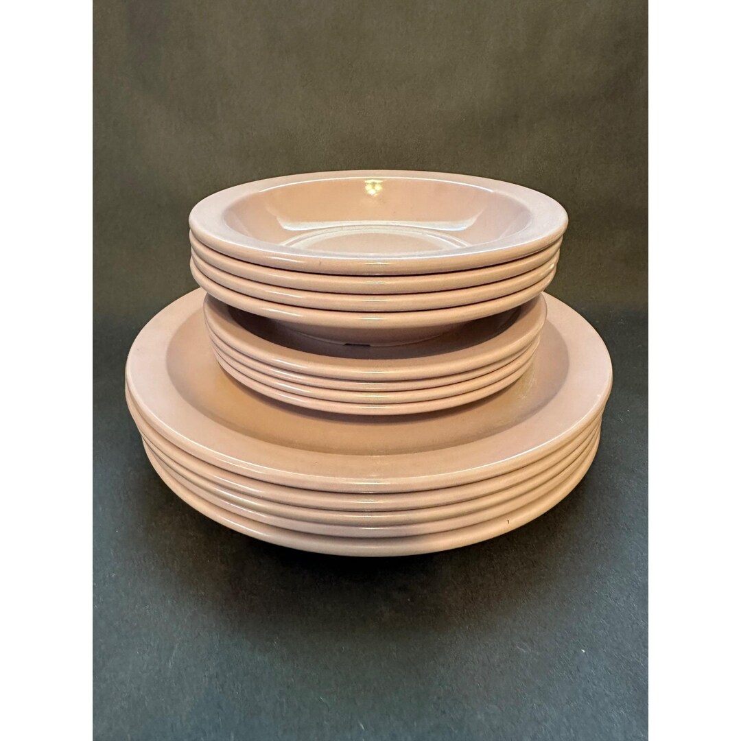 Vintage Dallas Ware Melamine Dinnerware Set Dusty Rose Plates & Bowls ...