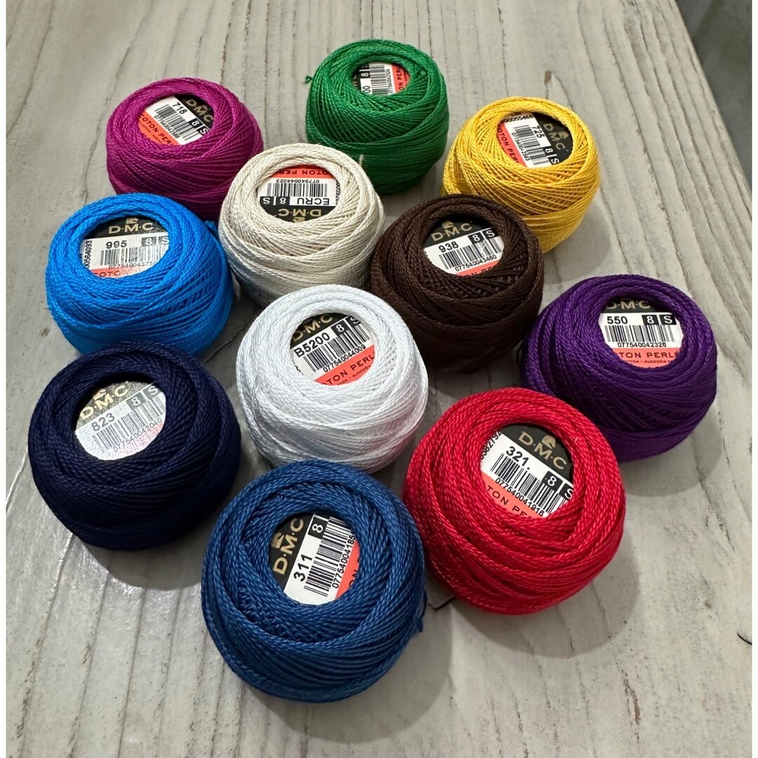 DMC Coton Perle Thread Balls Size 8 Assorted Colors 10g Each Lot of 11 ...