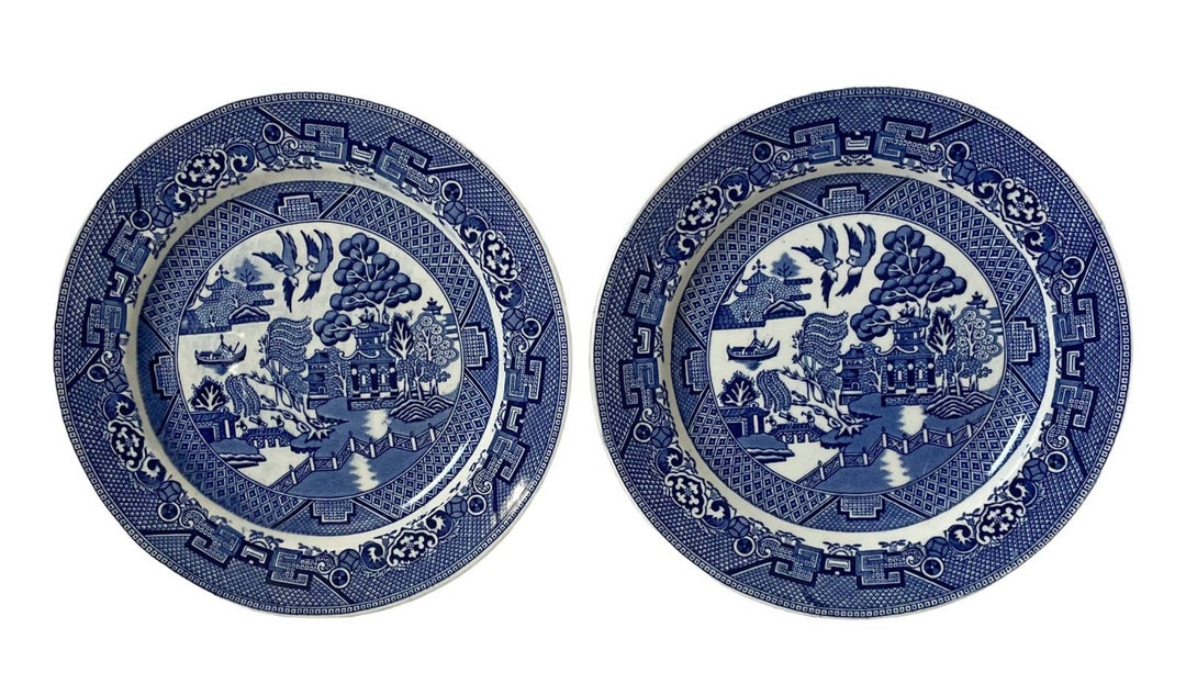 Vintage Genuine Blue Willow Ridgeway England Blue and White ...