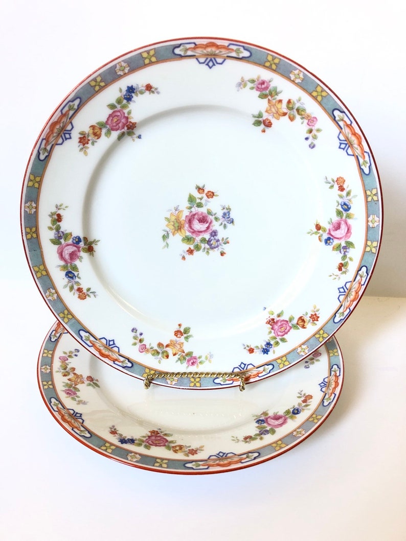Set of 2 European Floral Dinner Plates - Etsy