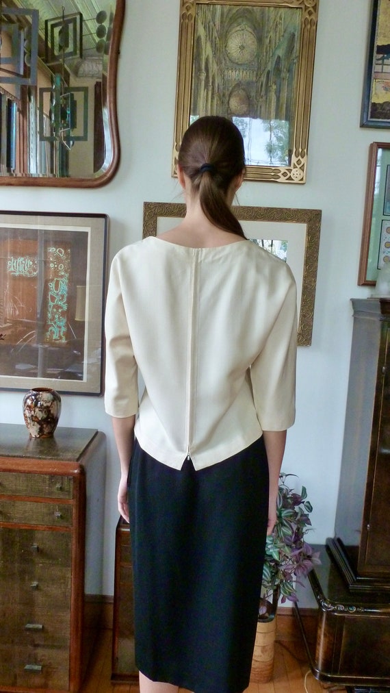 Ivory Blouse Haute Couture Custom Made 1950s Silk Dol… - Gem