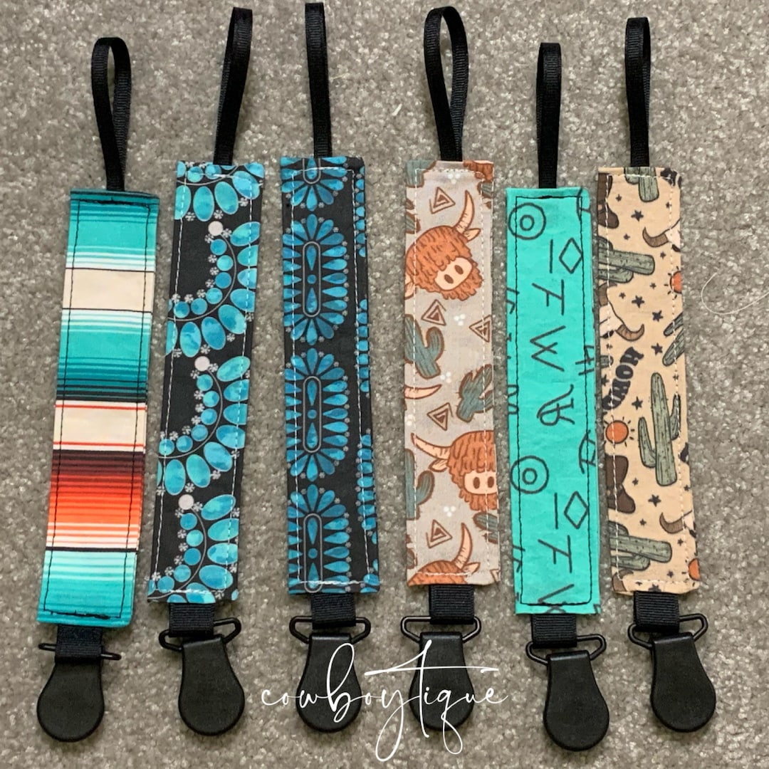 Western Fabric Pacifier Clip: Handmade 10" Baby Soother - Etsy