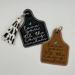 Western Cow Tag / Ear Tag Keychain - Etsy