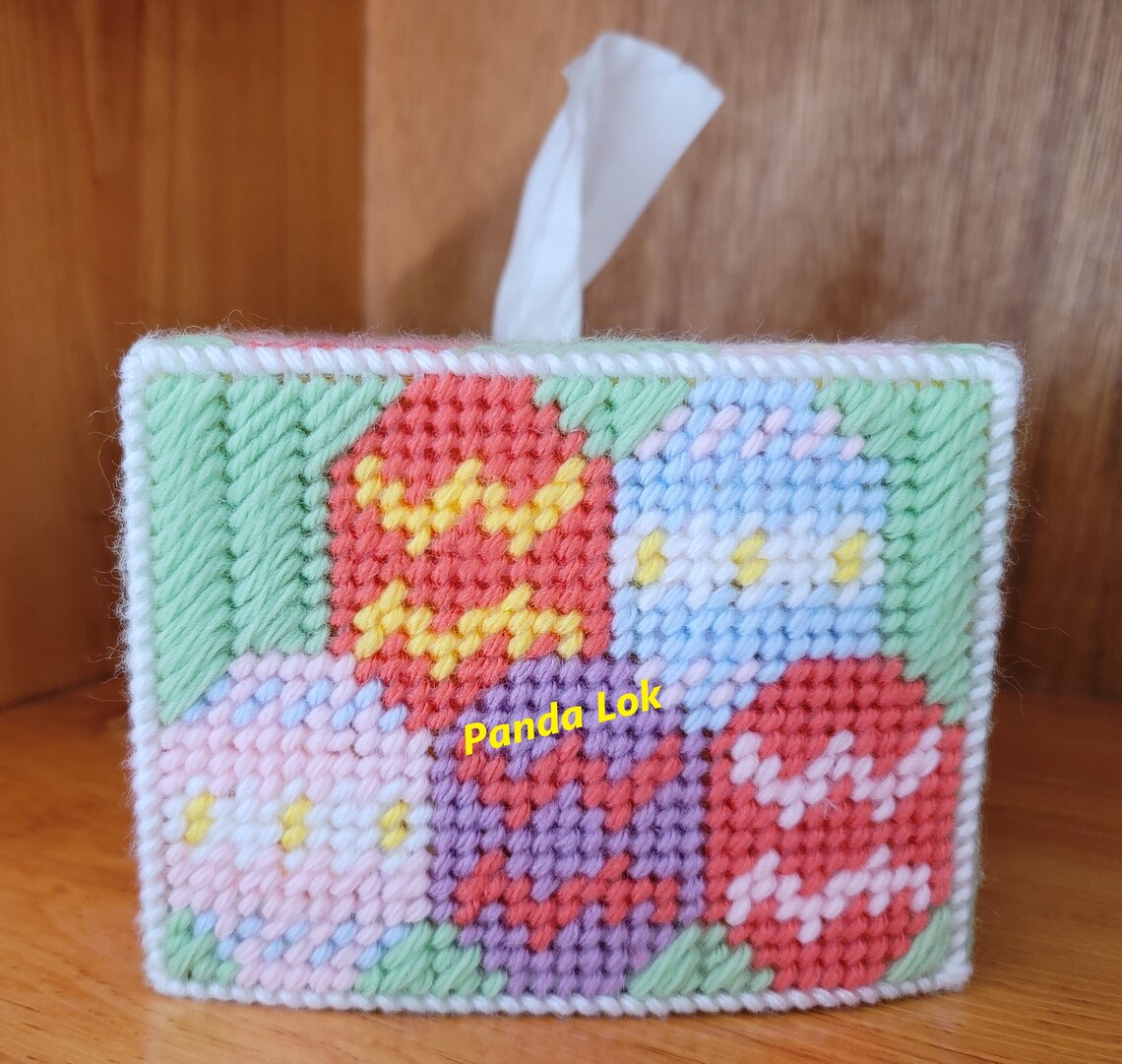 Easter Bunny and Eggs Plastic Canvas Tissue Box Cover PDF Pattern Only ...