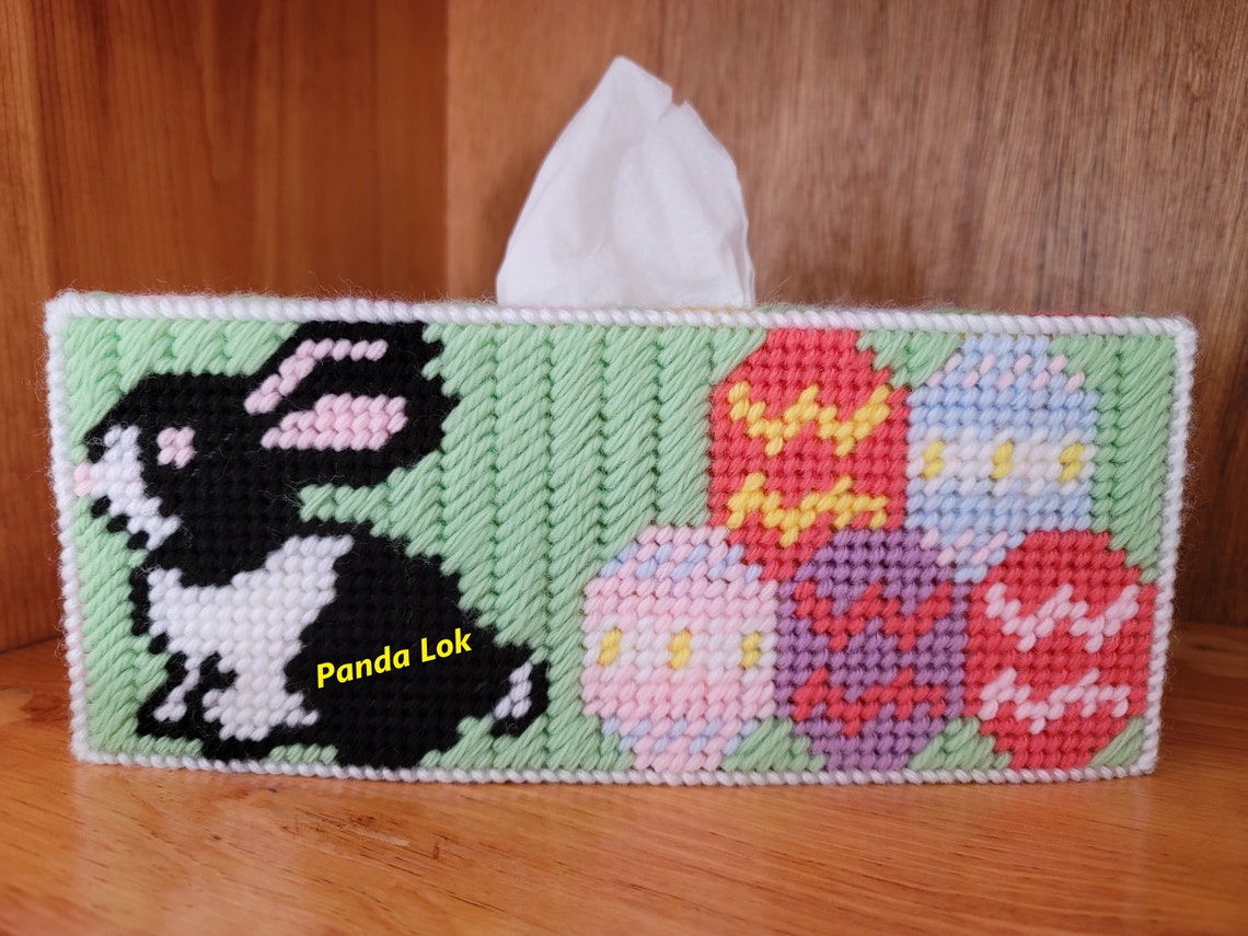 Easter Bunny and Eggs Plastic Canvas Tissue Box Cover PDF Pattern Only ...