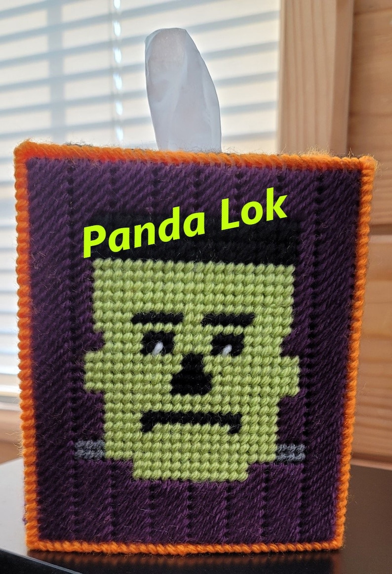 Frankenstein With Pumpkin and Candy Corn Plastic Canvas Tissue Box ...