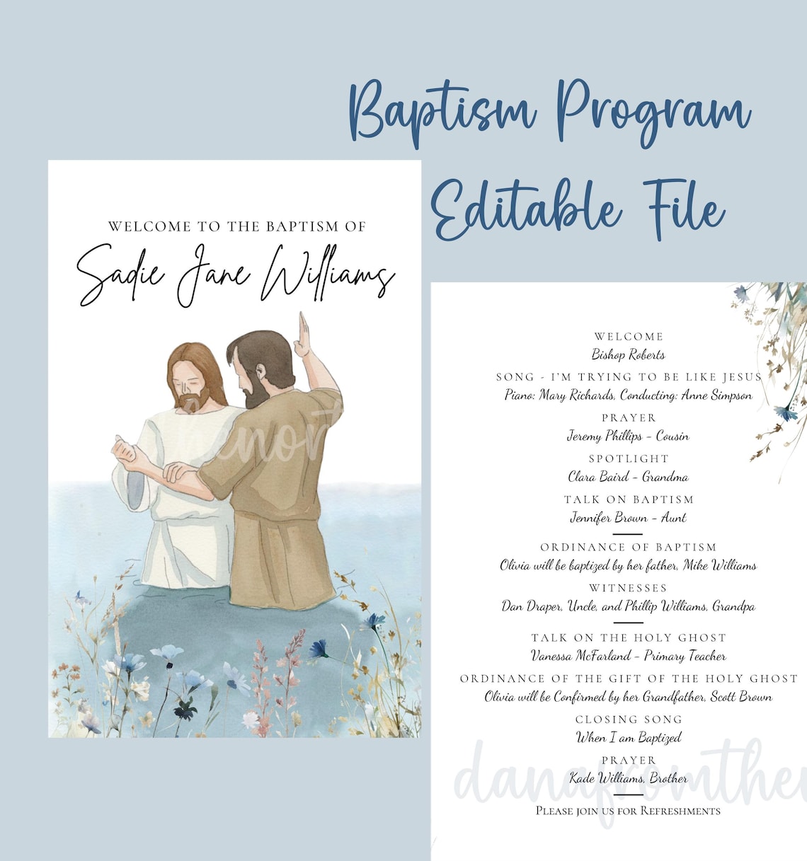 LDS Baptism Program - Make Edits to Template in Canva - Instant ...