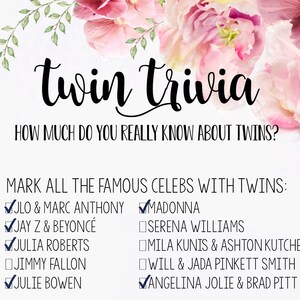 Twin Baby Shower Game : Twin Trivia Questions - Instant Download - From ...