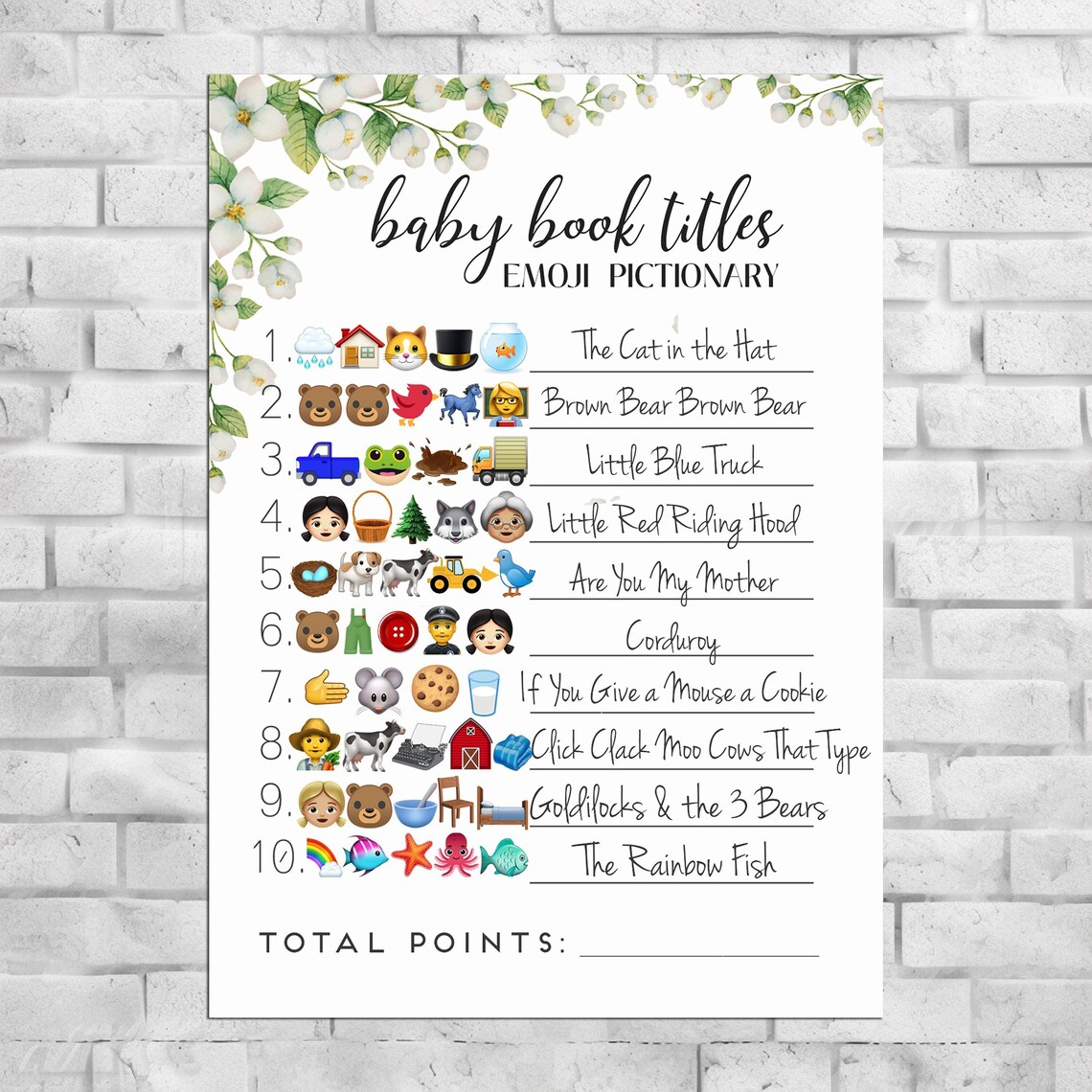 Pictionary With Emojis Baby Shower Game - Children's Book Titles ...