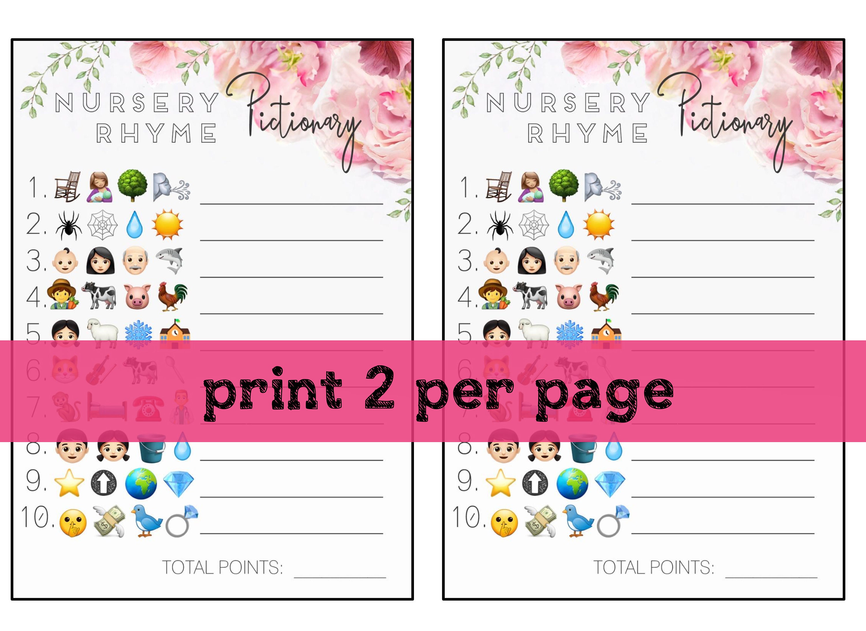 Baby Shower Emoji Pictionary Game With Answers Nursery - Etsy Canada