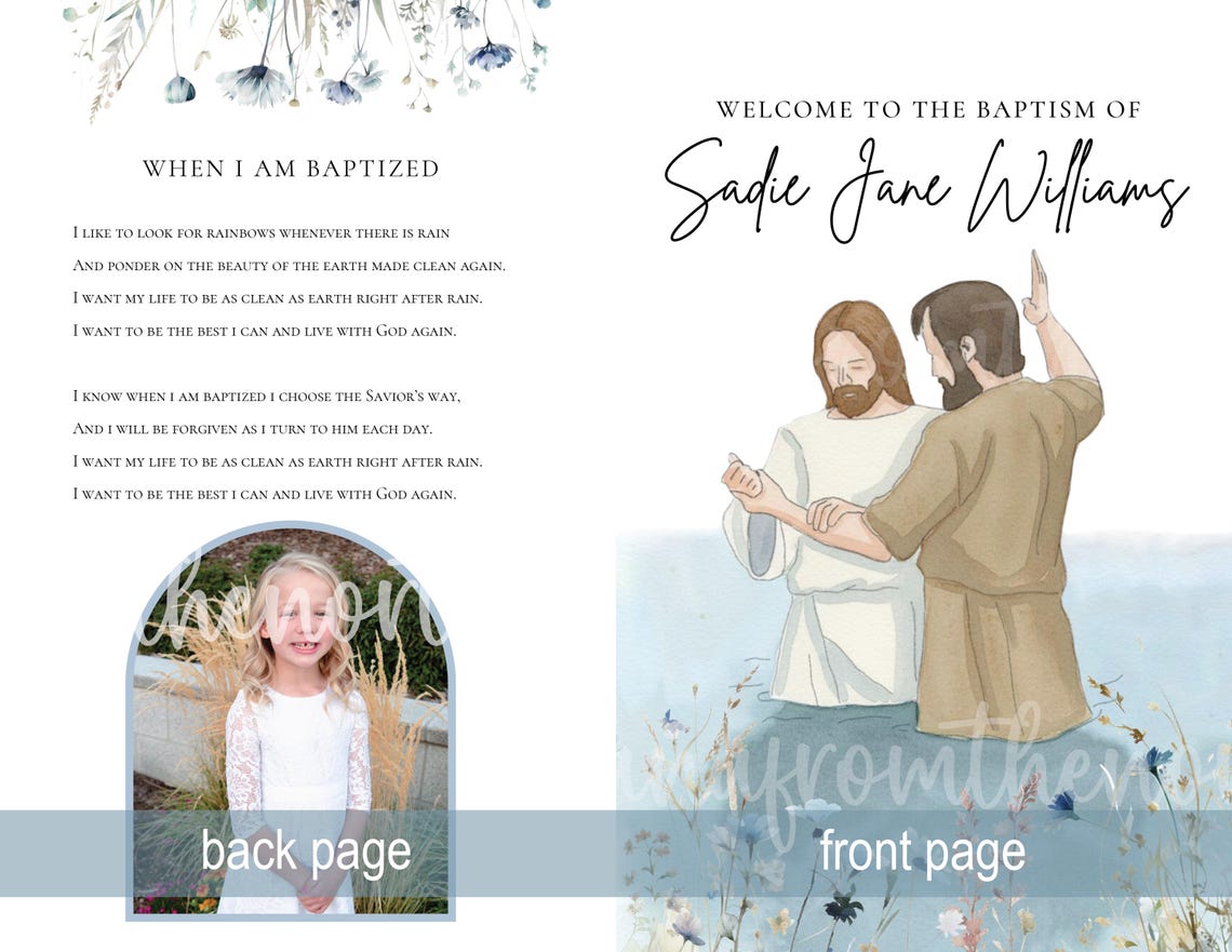 LDS Baptism Program - Make Edits to Template in Canva - Instant ...